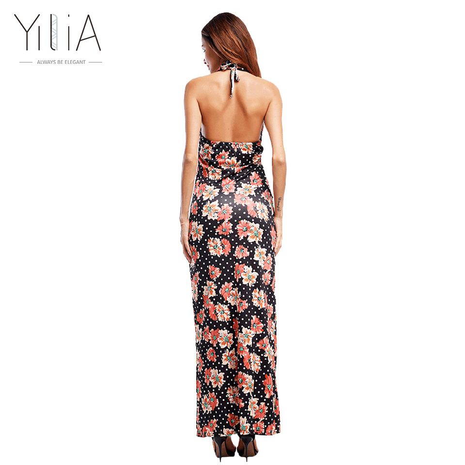 Yilia Brand Women Long Maxi Dress 2017 Summer Russian Style Floral